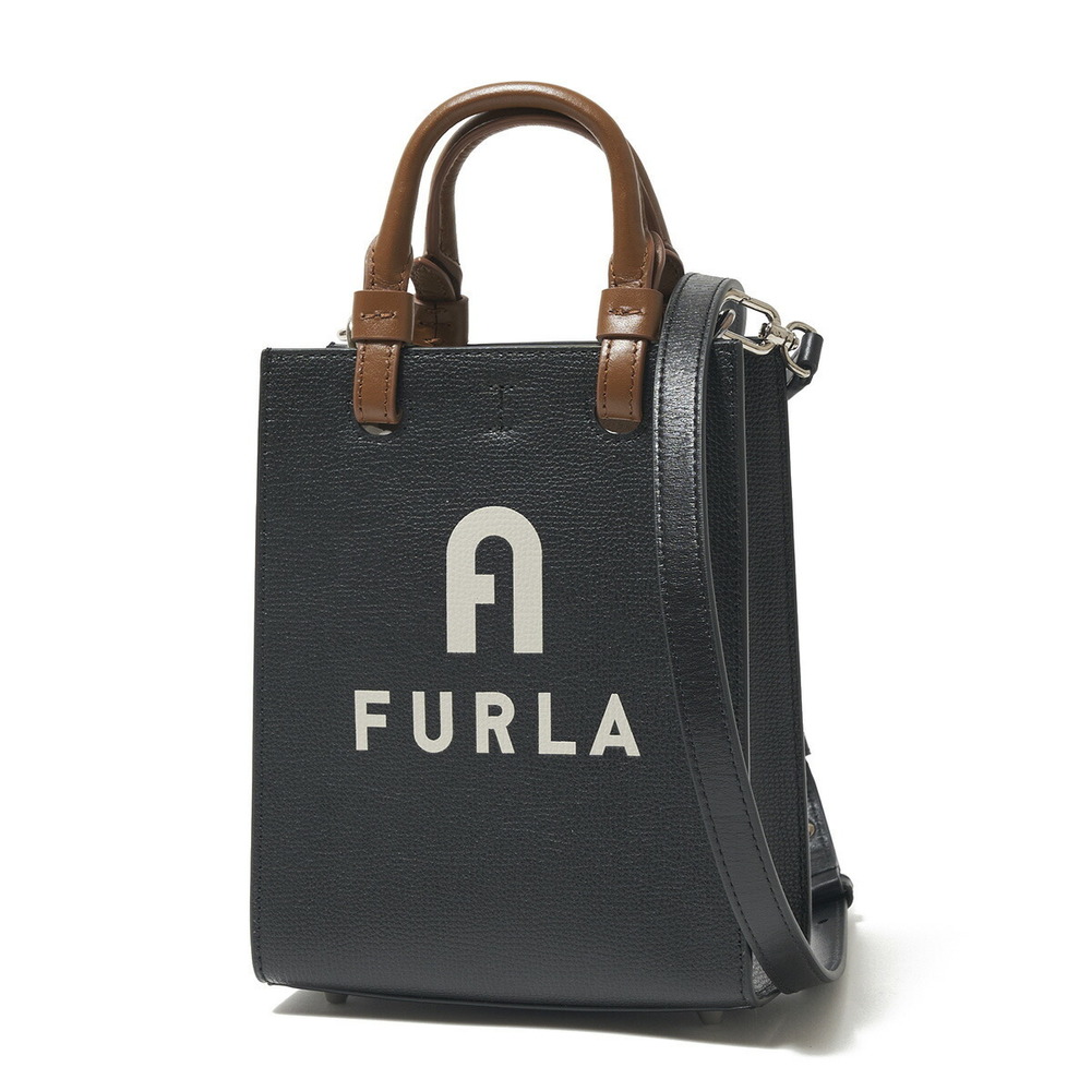 Furla Mini Tote Leather Shoulder Bag Black - Gem